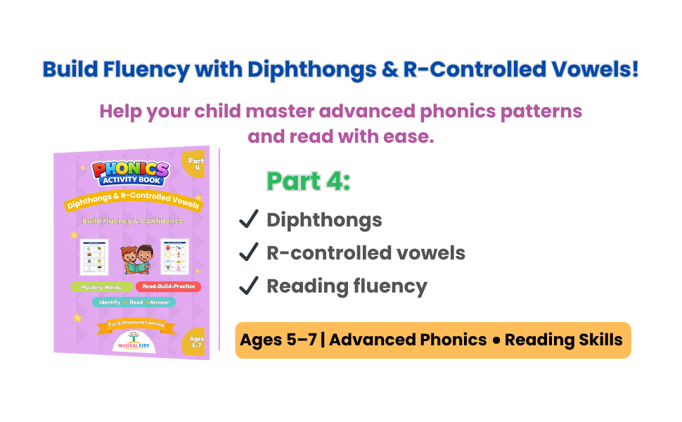 Phonics Activity Book Part 4 – Diphthongs & R-Controlled Vowels | Ages ...